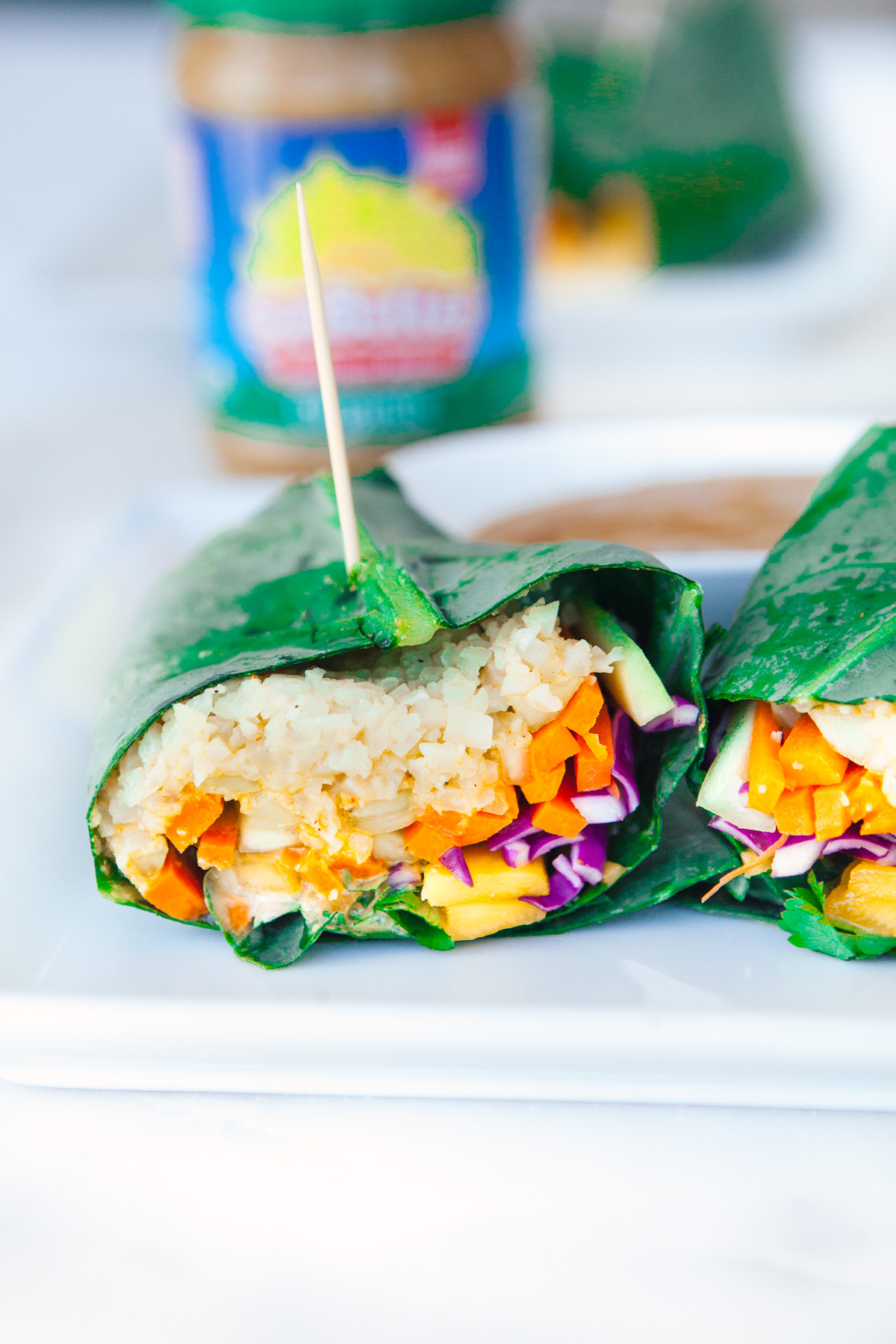 Thai Veggie Wraps with Sunflower Seed Butter Dip - free recipe!