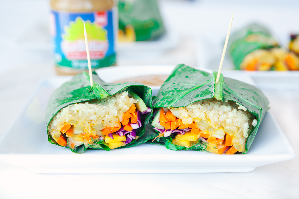 Thai Veggie Wraps with Sunflower Seed Butter Dip - free recipe!