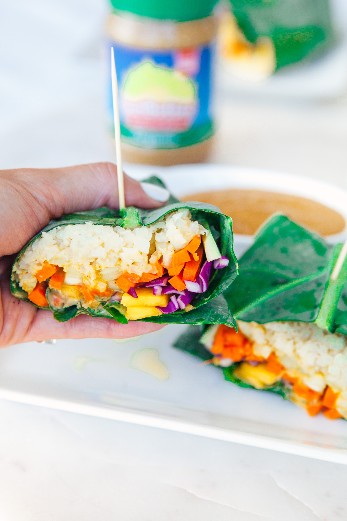 Thai Veggie Wraps with Sunflower Seed Butter Dip - free recipe!